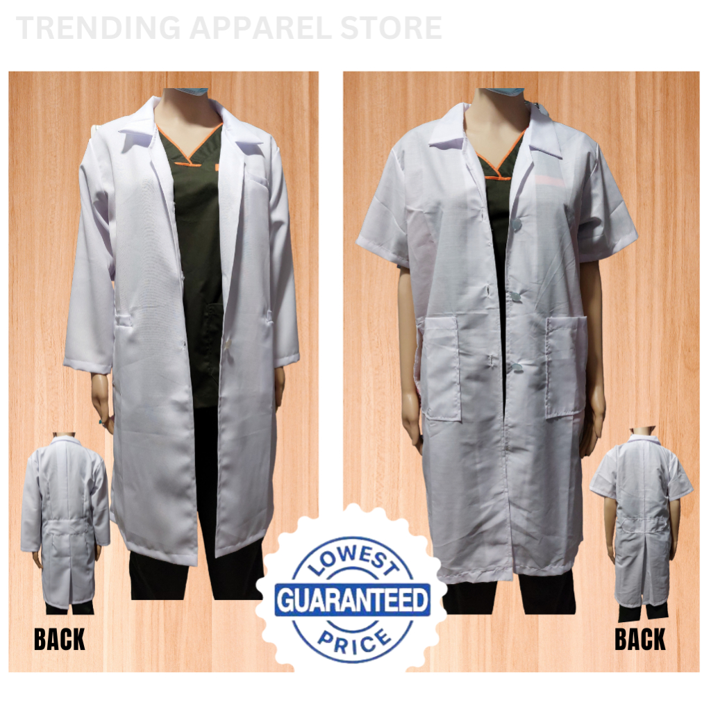 Lab Gown For Medical Doctor Students Unisex Long Sleeves and Short ...
