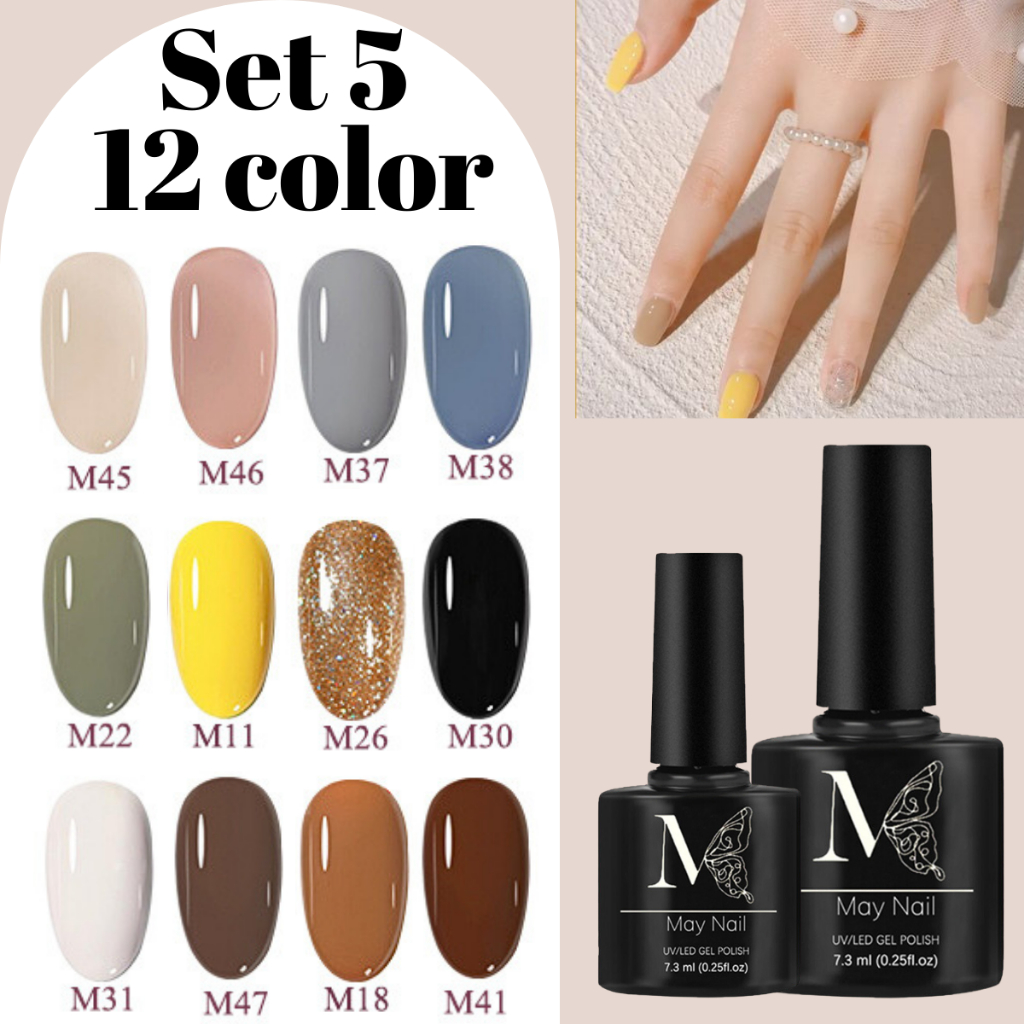 Gel polish Set 12pcs 7.3ml Fibeaka modern shiny color UV & LED & Base ...