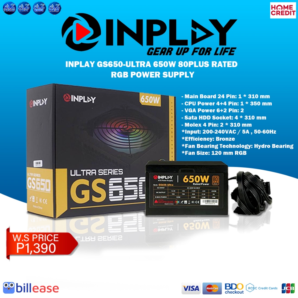 INPLAY GS650-ULTRA 650W 80PLUS RATED RGB POWER SUPPLY | Shopee Philippines
