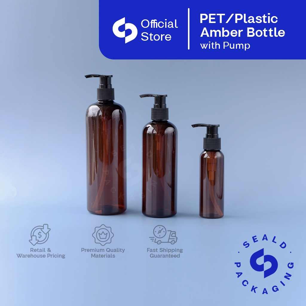PET Plastic Amber Cylinder Bottle Pump | Shopee Philippines