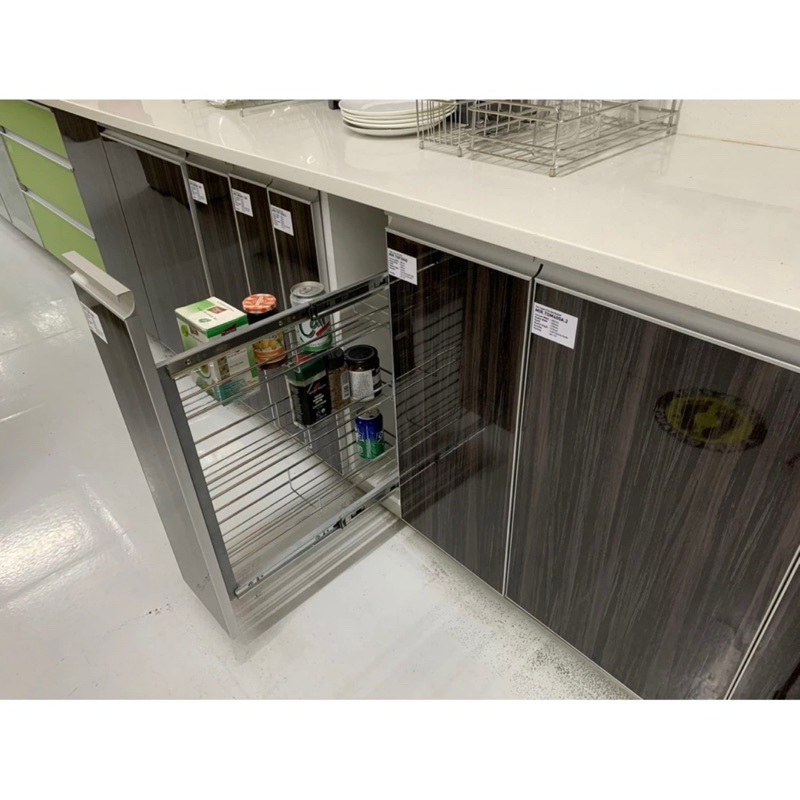 200mm & 300mm spice rack / condiments pull out basket 3Layer kitchen ...