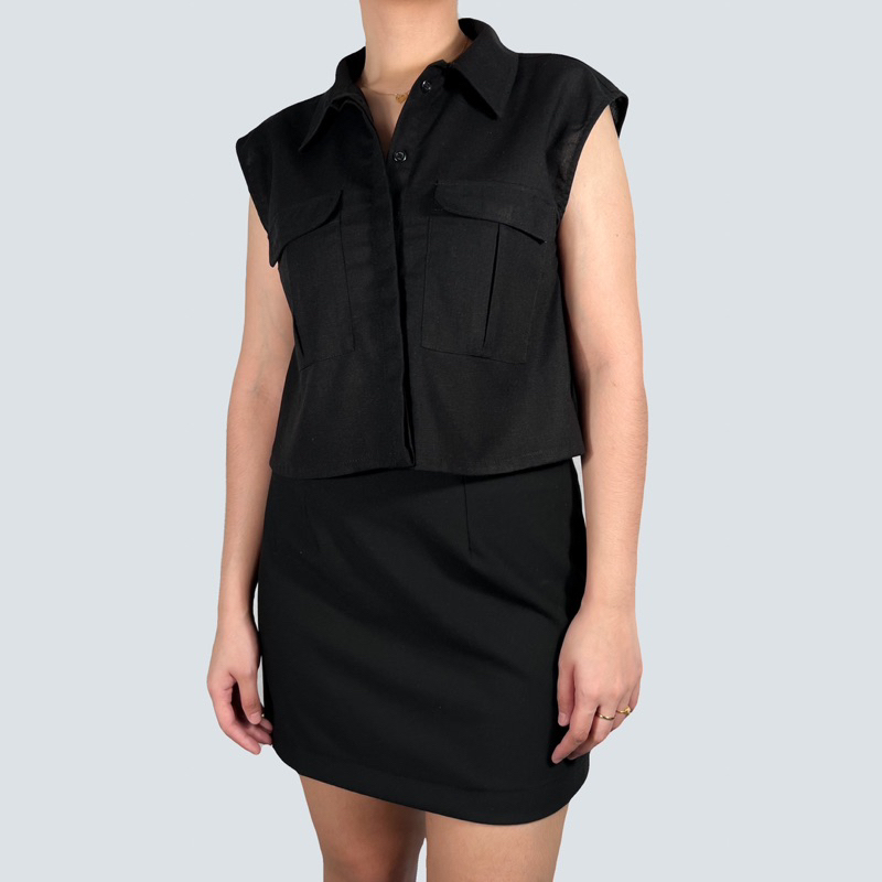 Nikocia [Miranda] Extended Sleeves Truvenize Collar Linen Blouse Polo ...