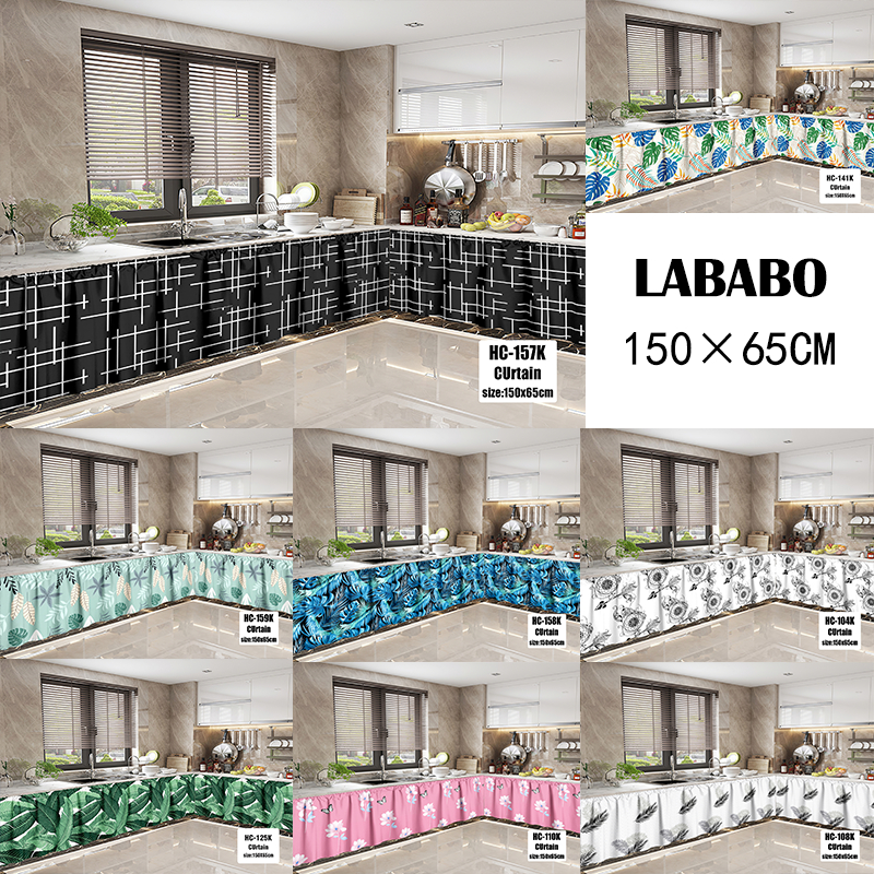 Kitchen Lababo Curtains 1 Piece 150×65CM Short Cover Cabinet Sink ...