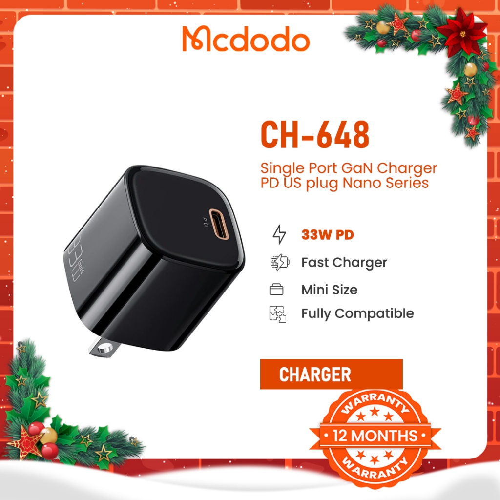 Mcdodo CH-648 33W Single Port GaN Charger PD US plug Nano Series | Shopee Philippines