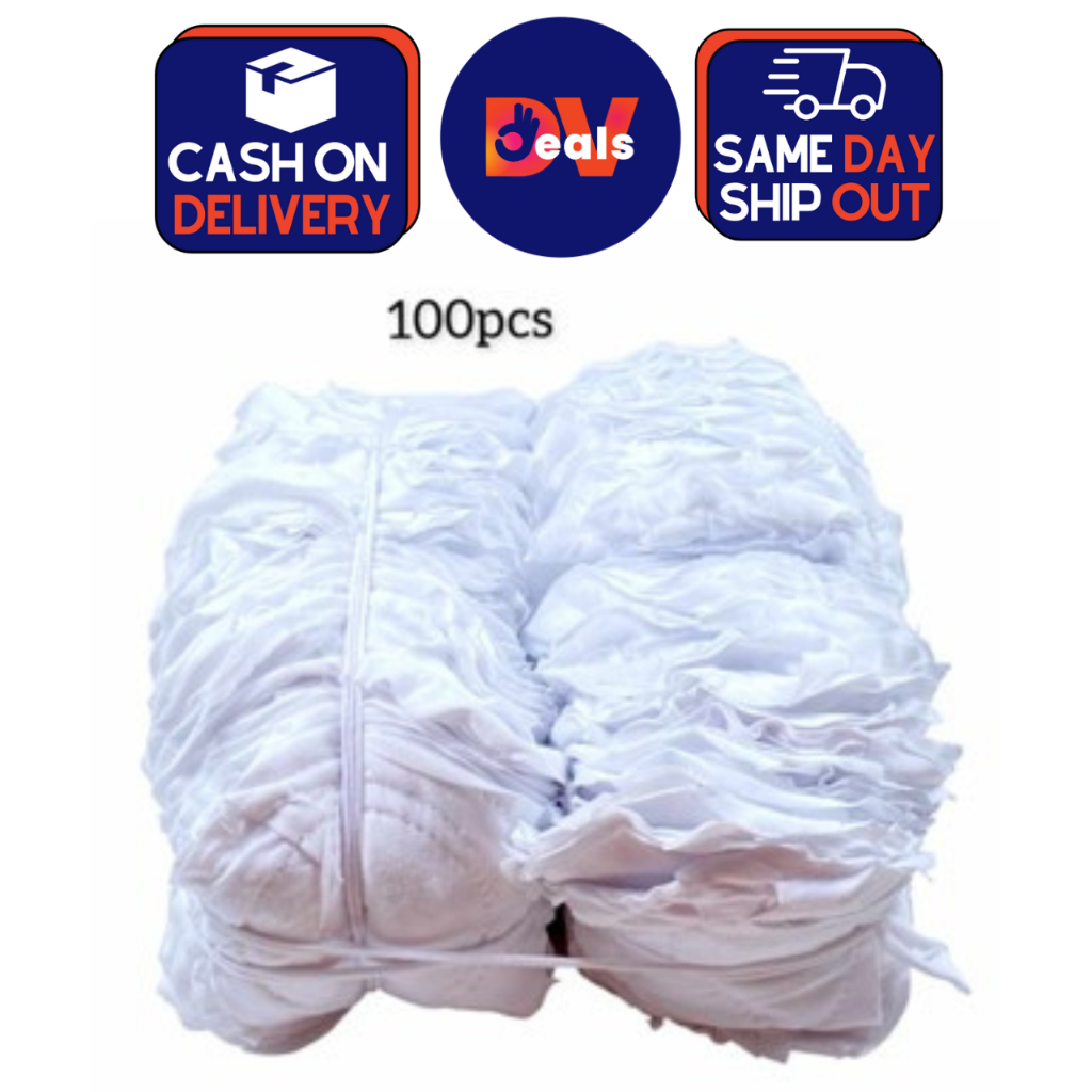 50pcs / 100pcs Round Cleaning Cloth Rag Basahan Panglinis White ...