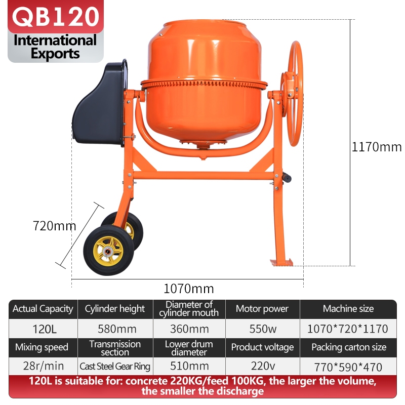 Electric Concrete Mixer/cement Mixer, (850W-1000W,70L-240L )Large Capacity | Shopee Philippines