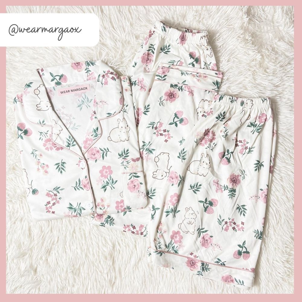 3IN1 Cotton Short Sleeves and Pajama Sleepwear Loungewear + Shorts (SET ...