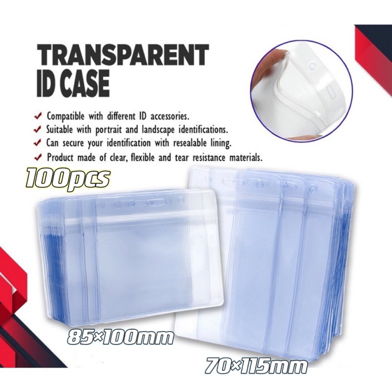 100PCS/SET Waterproof Transparent Plastic ID Holder with Vertical ...