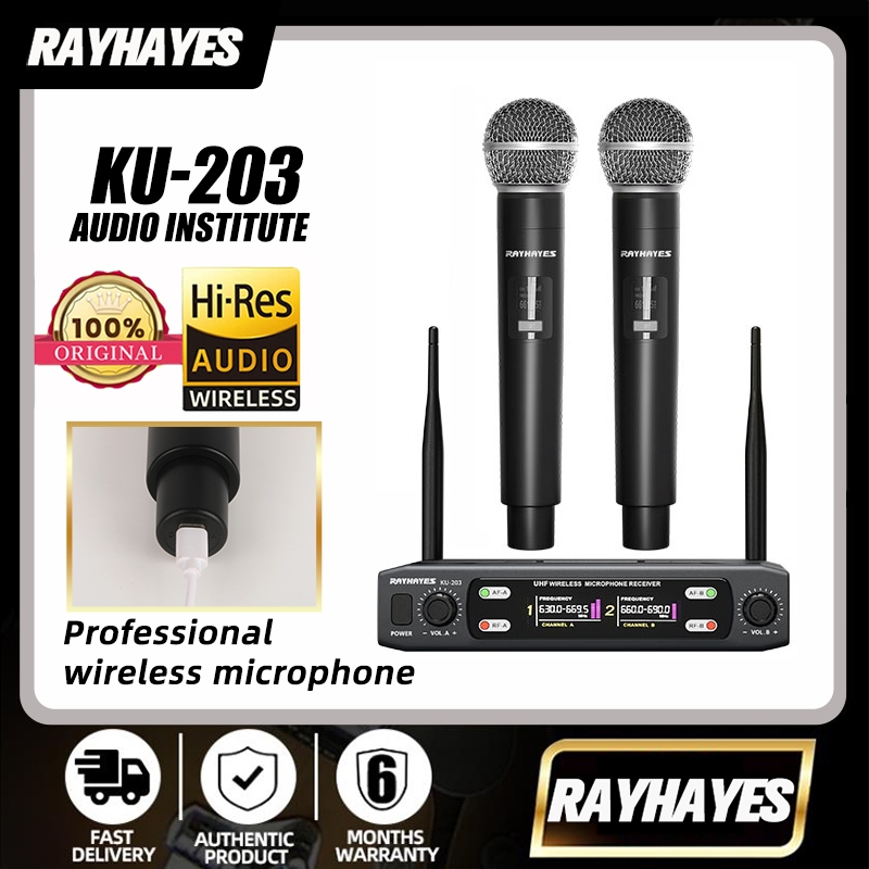 RAYHAYES Wireless Microphone UHF charging microphone rechargeable ...