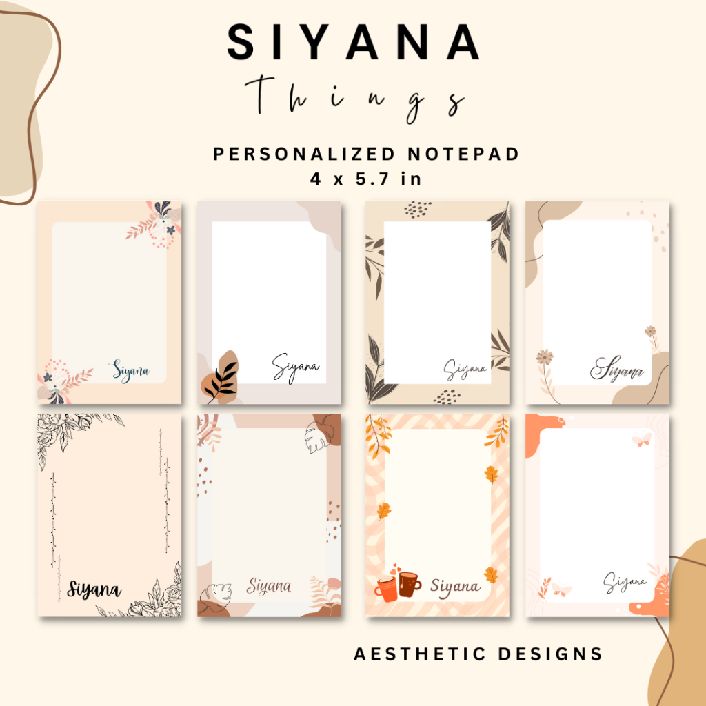 SIYANA THINGS Personalized Notepad | Aesthetic Designs | Minimalist ...
