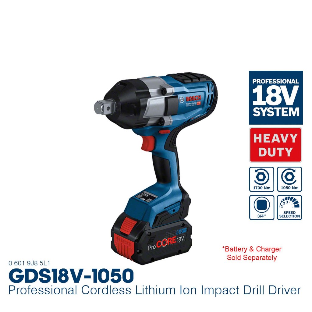 BOSCH Professional Cordless Lithium Ion Li-Ion Impact Drill Driver GDS ...