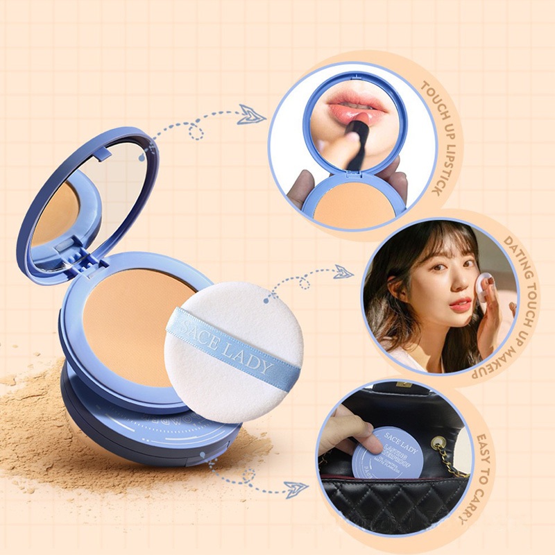 Matte Face Powder Compact by SACE LADY with Oil Control and Long ...