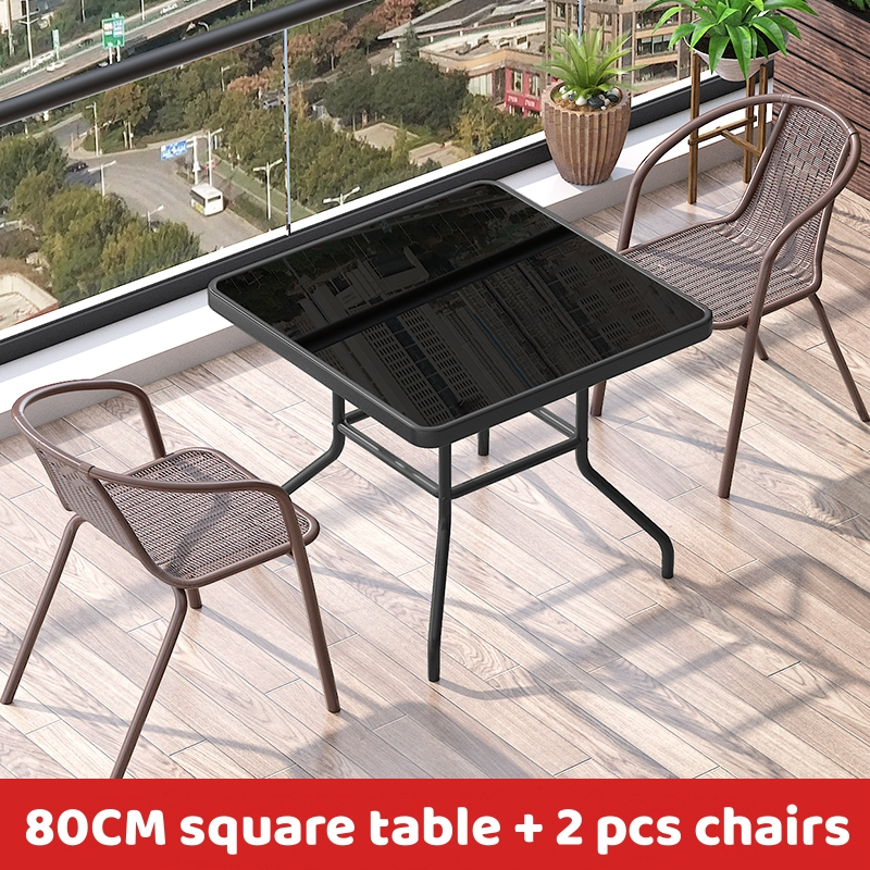 5 Pcs Outdoor Modern Table and Chairs Rattan Chairs Patio Waterproof ...