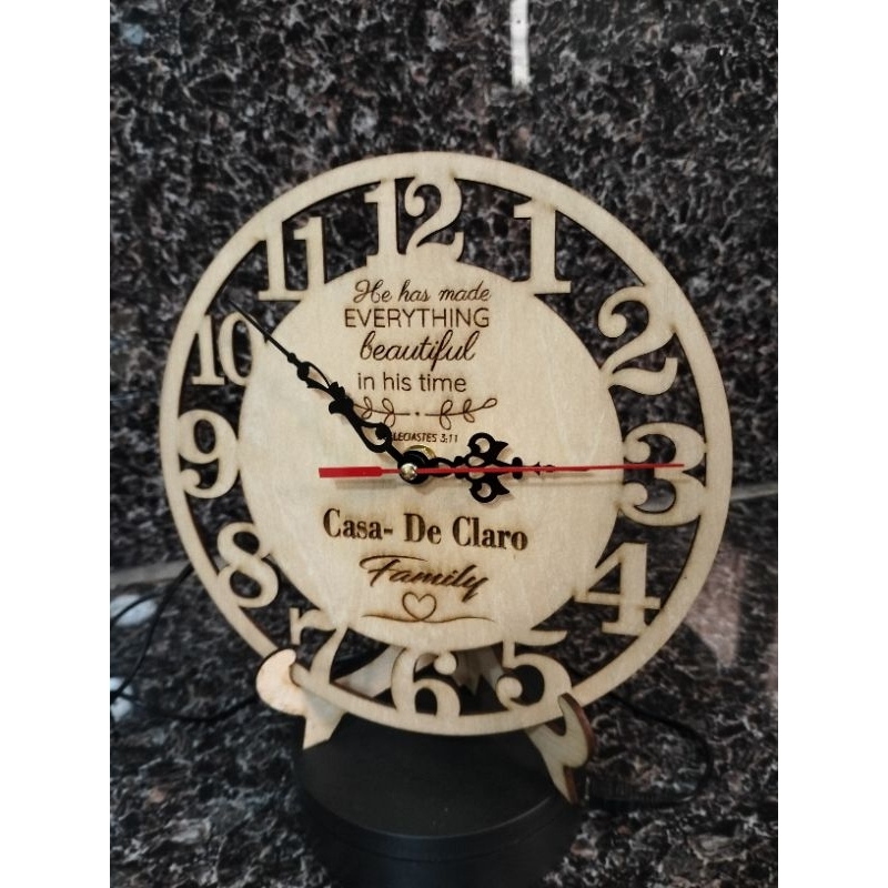 Wooden Clock Engrave with Stand 8x8 inches | Shopee Philippines