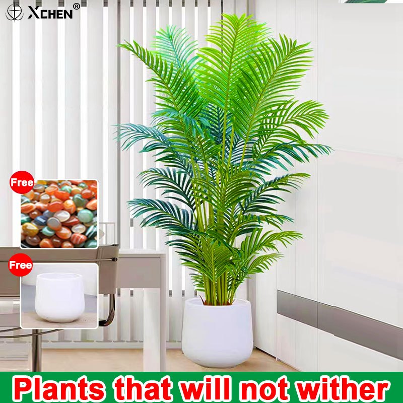 【Free flower pots】Artificial Plant 94cm 24PCS Tropical Plant Potted ...