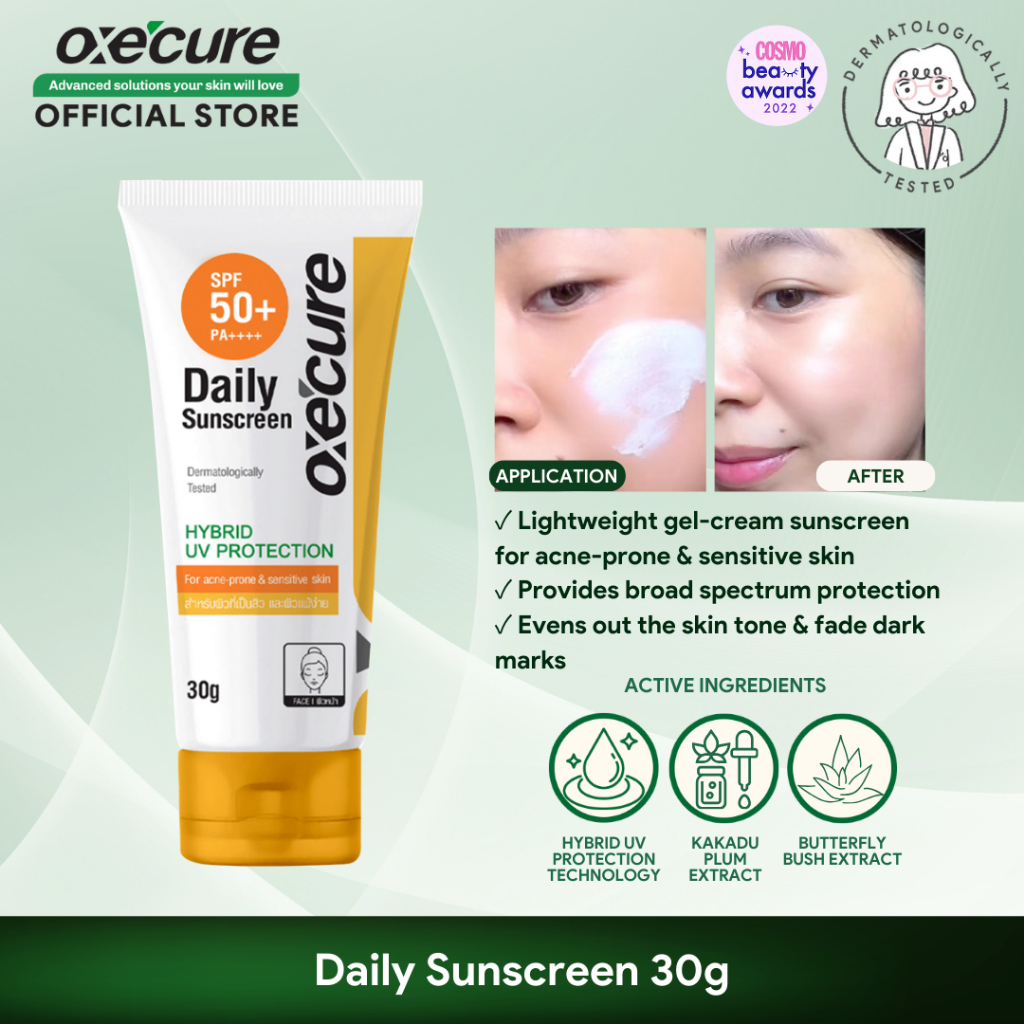 OXECURE Daily Sunscreen SPF 50+/PA++++ 30g | Shopee Philippines