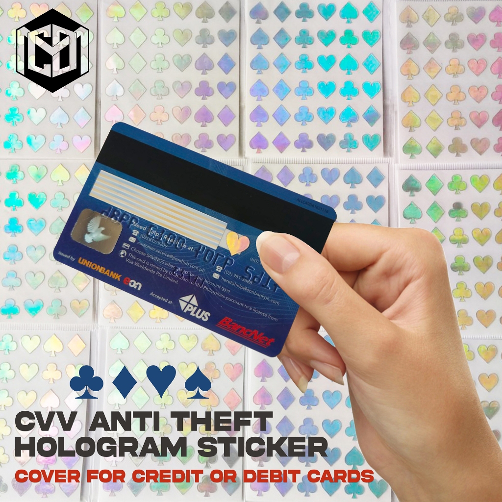 CVV ANTI THEFT HOLOGRAM STICKER COVER FOR CREDIT OR DEBIT CARDS ♣♦♥♠ ...