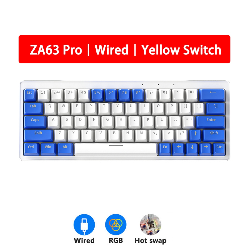 ZIFRIEND ZA63 Pro Mechanical Keyboard BT/2.4G Wireless/Wired Customized ...