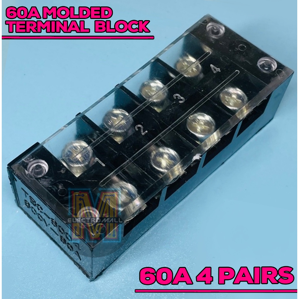 60A Terminal Block Molded Type Electrical TB-6004 60A 600V 4PIN | Shopee Philippines