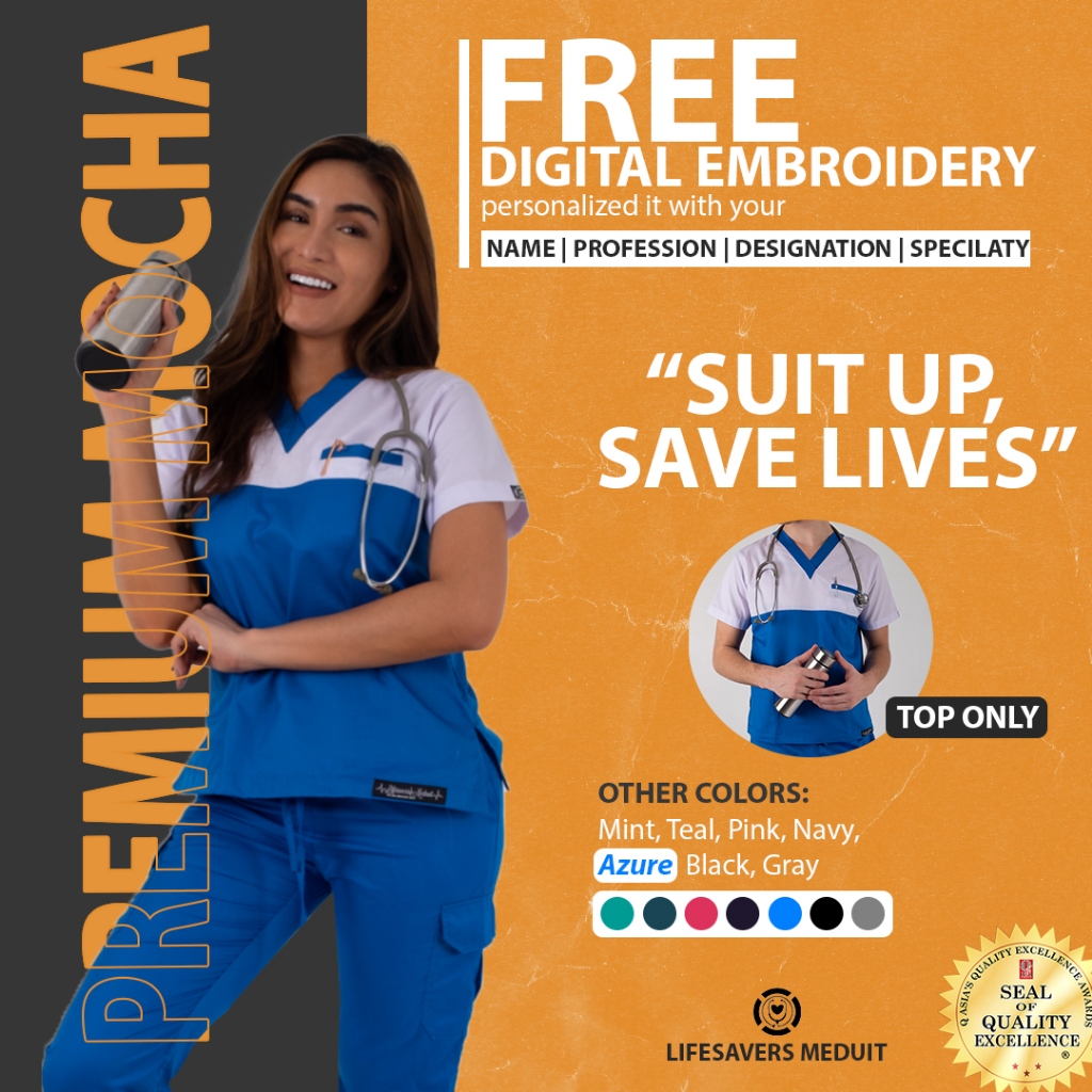Premium Two-Tone Scrub Suit Top Only for Men & Women | Shopee Philippines