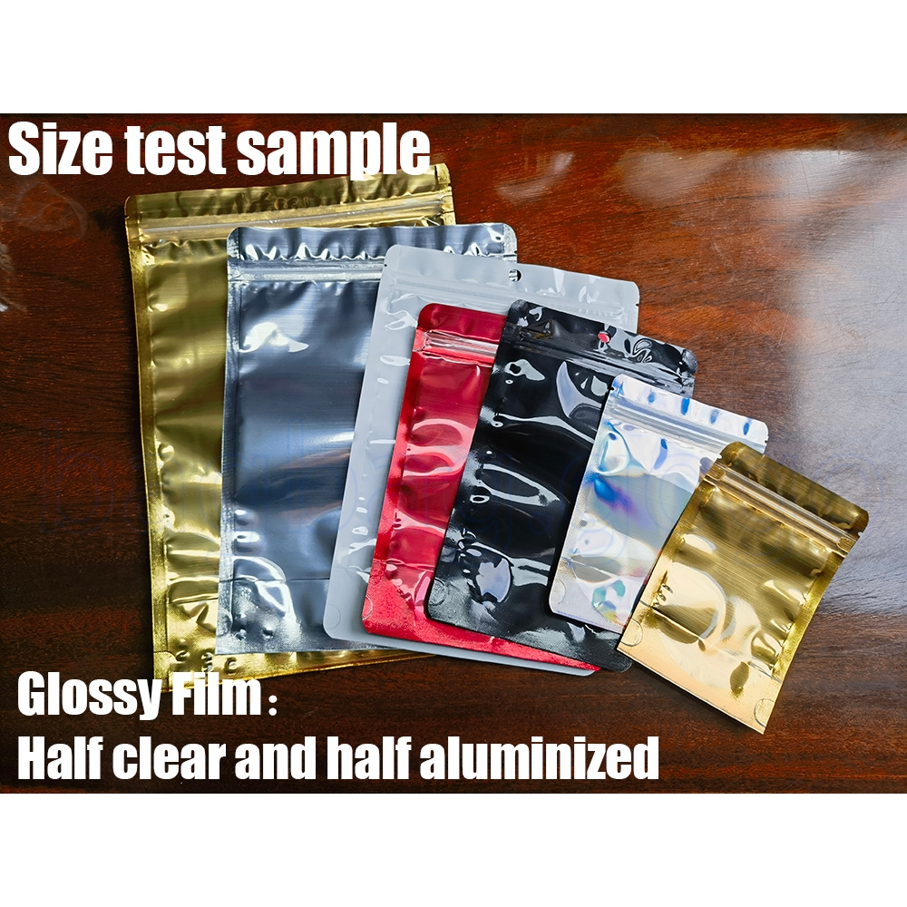 Half Gold Aluminum Half Clear Stand Up Pouch with Zip Lock Packaging ...