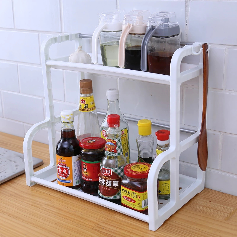 Double Layer Kitchen shelf kitchen supplies plastic condiment 2 layer ...