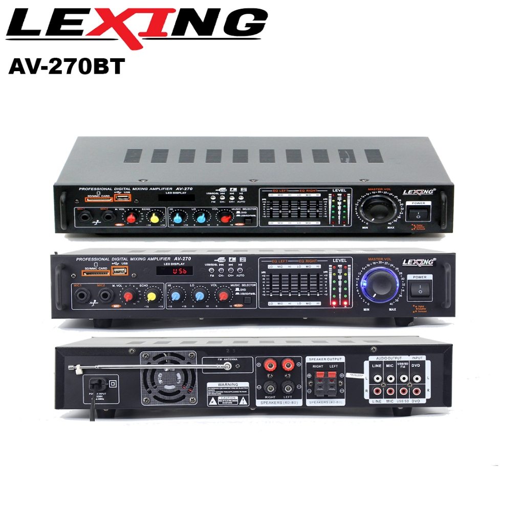 Power Amplifier with Built-in Equalizer Lexing AV-230 BT 500Wx2 ...
