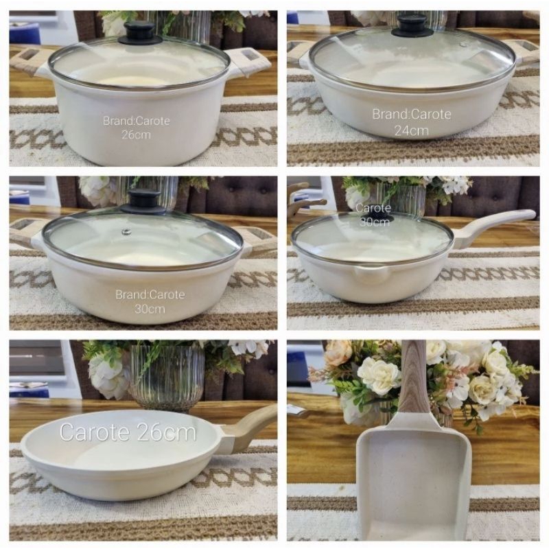 CAROTE cookware Cream dotted cookware | Shopee Philippines