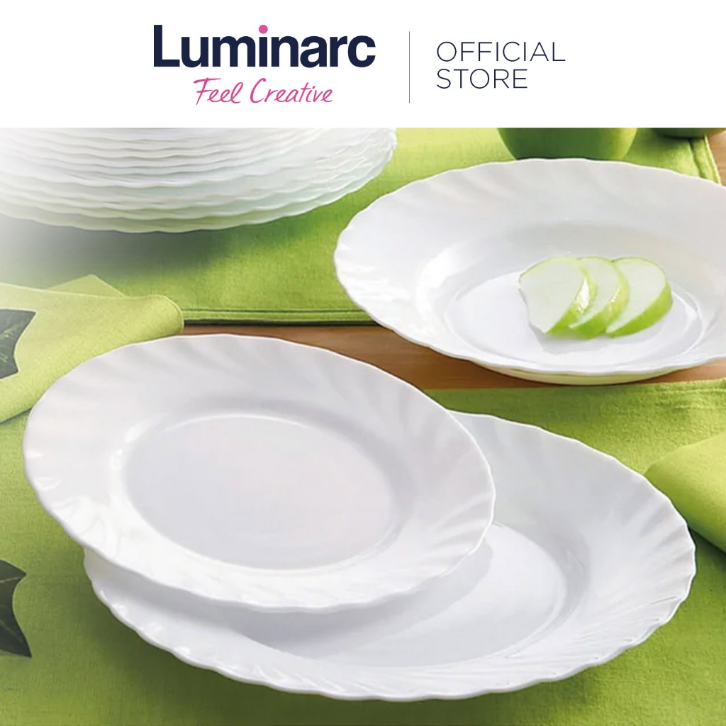 Luminarc 2pcs Trianon 29cm Opal Fish Plate Set Microwave Safe White ...