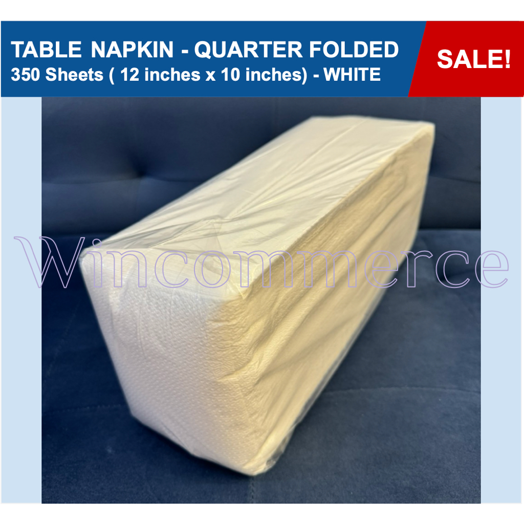 Quarter Folded Table Napkin 350 Sheets per pack WHITE VIRGIN PULP [12 ...