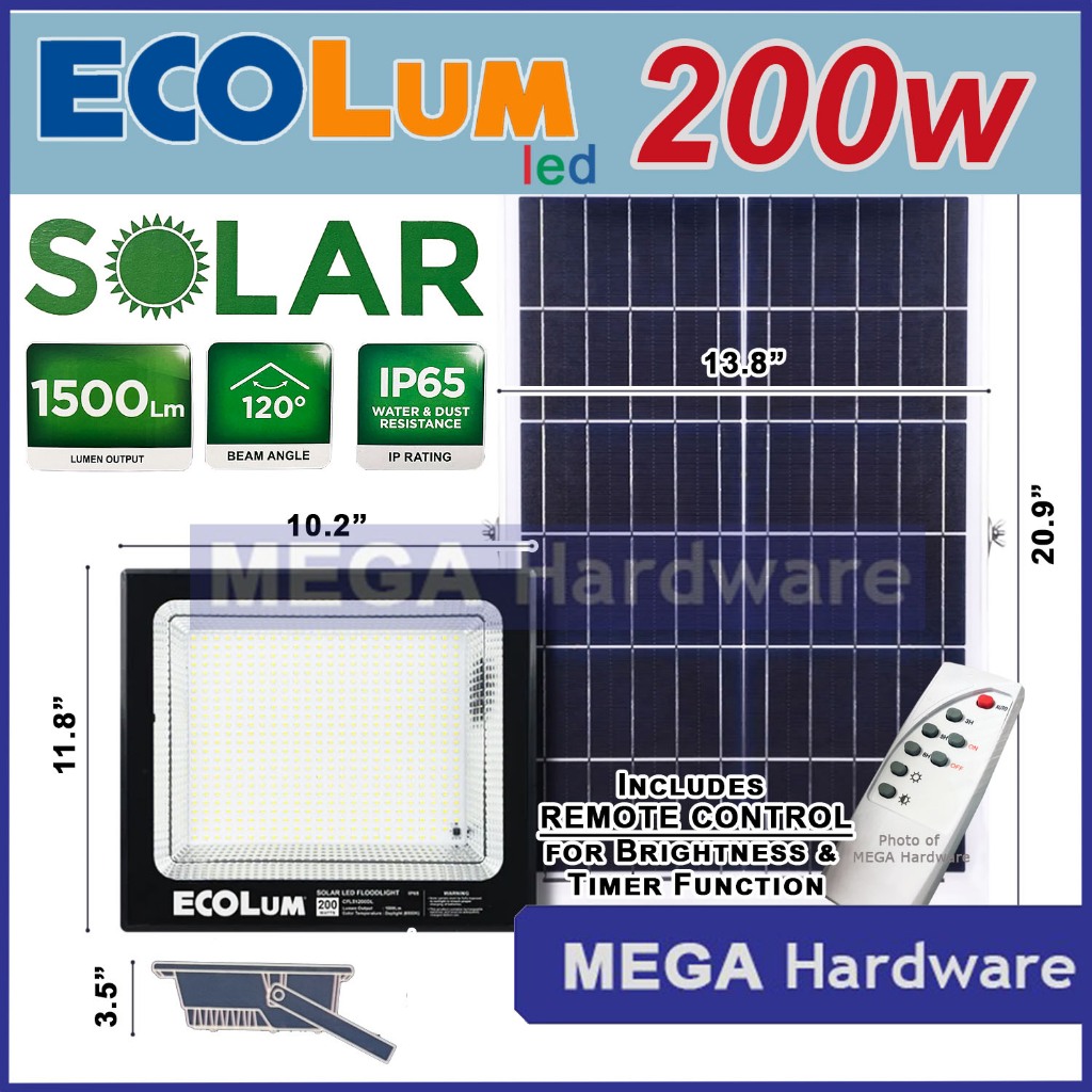 Firefly Ecolum Electric Solar LED Floodlight with Timer Brightness ...