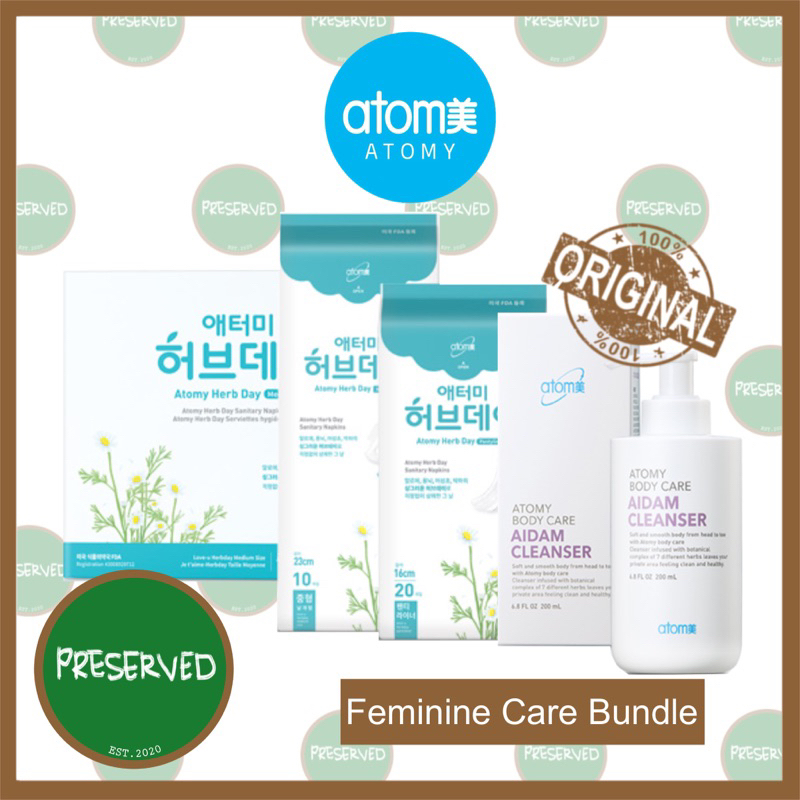 Atomy Korean Feminine Care Bundle (Herbal Aidam Cleanser and Napkin ...
