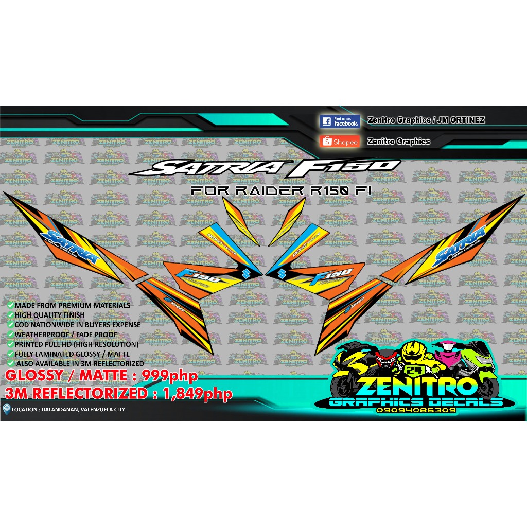 SATRIA MALAYSIA DECALS 2024 FOR RAIDER 150FI (ZENITRO GRAPHICS DECALS ...