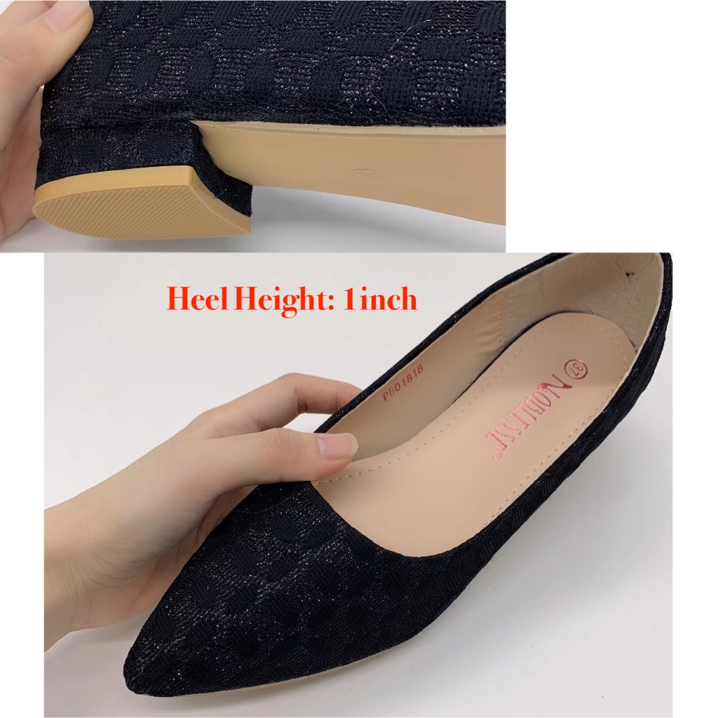 Women Pointed Toe Chunky Low Heel Shoes Black School Work Shoes ...