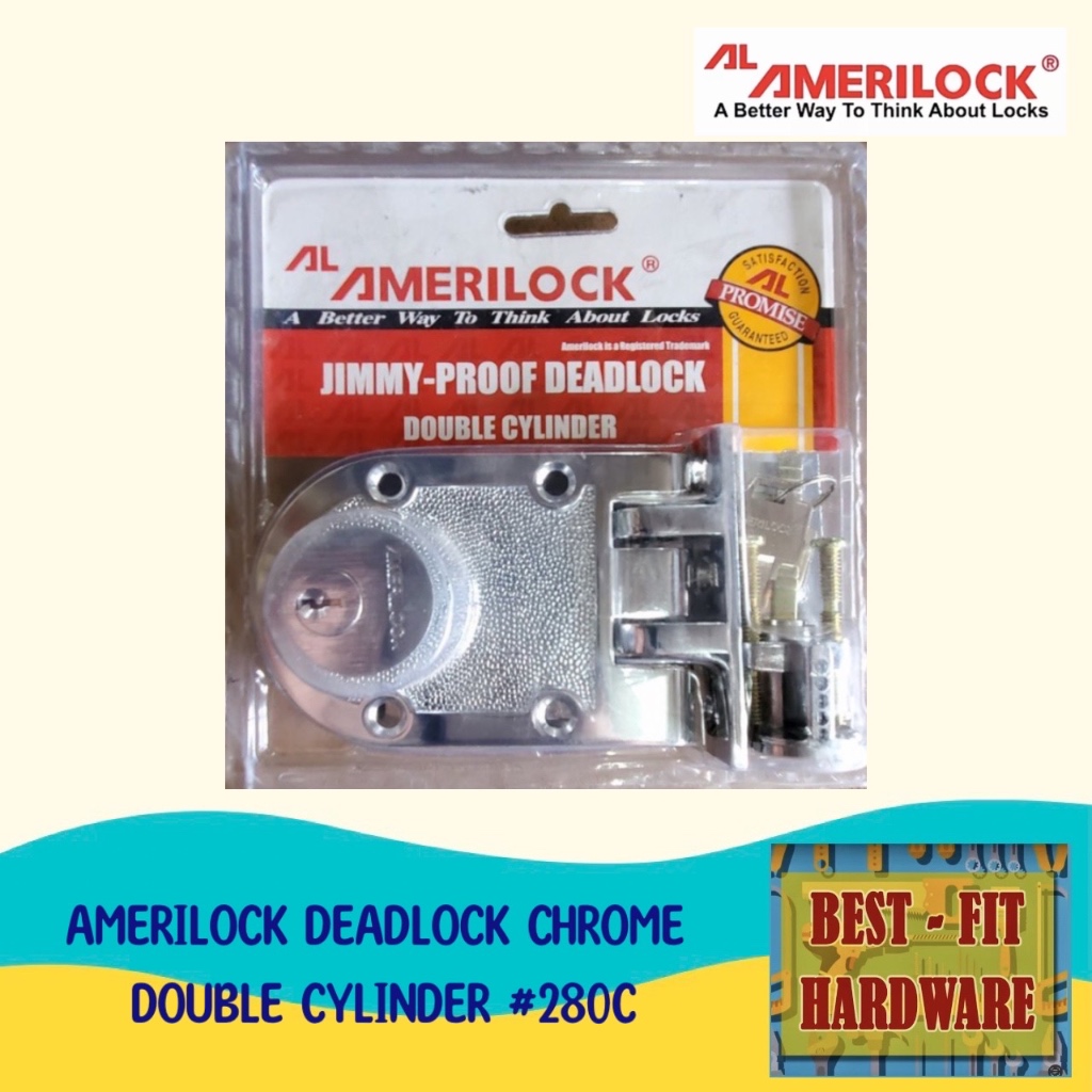 AMERILOCK DEADLOCK / DEAD LOCK CHROME DOUBLE CYLINDER #280C | Shopee ...