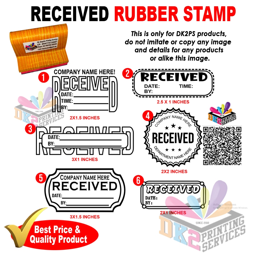 RECEIVED PERSONALIZED , CUSTOMIZED RUBBER STAMP | Shopee Philippines