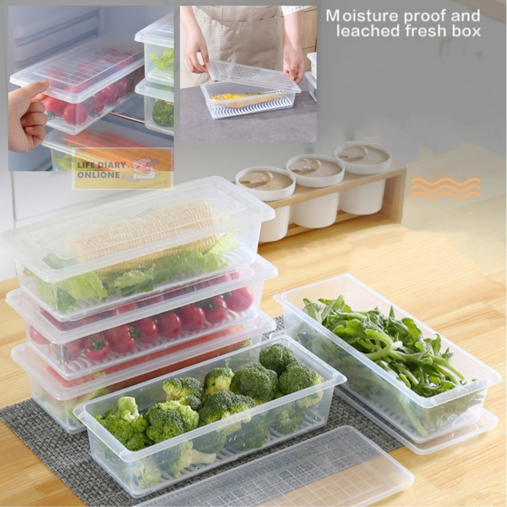 Home Storage Box Fish Meat Food Drain Keep Fresh Refrigerato Fridge ...