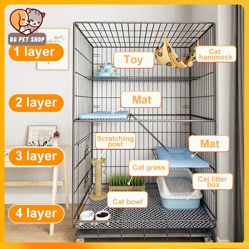 Available Cat Cage 4 Layer Stackable Pet Cage With Wheels Cat House ...
