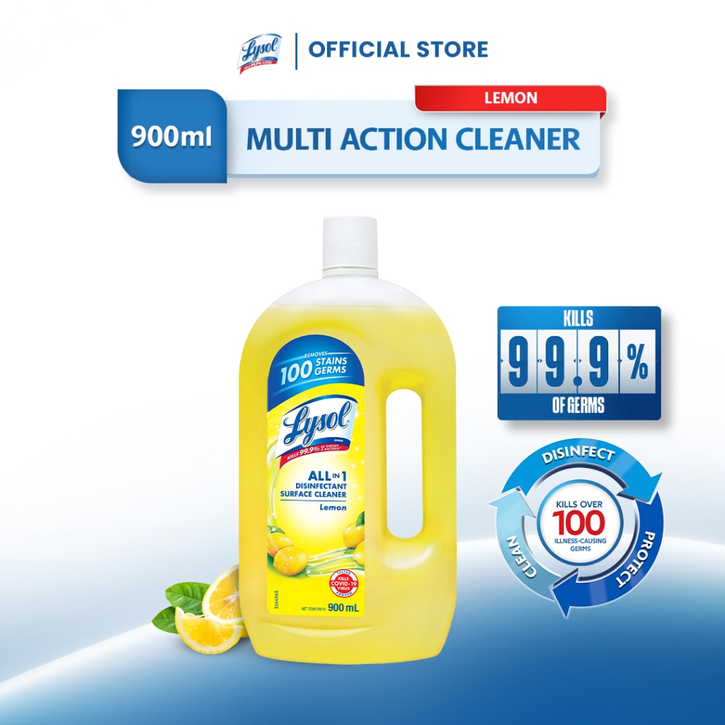 Lysol Multi Action Cleaner Antibacterial Lemon Scent 900 mL | Shopee ...