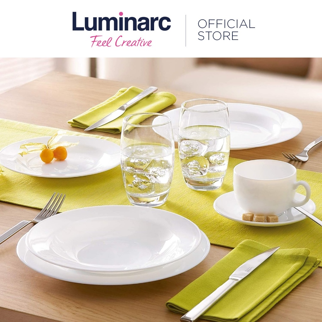 Luminarc Evolution 16pc Opal Microwaveable and Dishwasher Safe Tempered ...