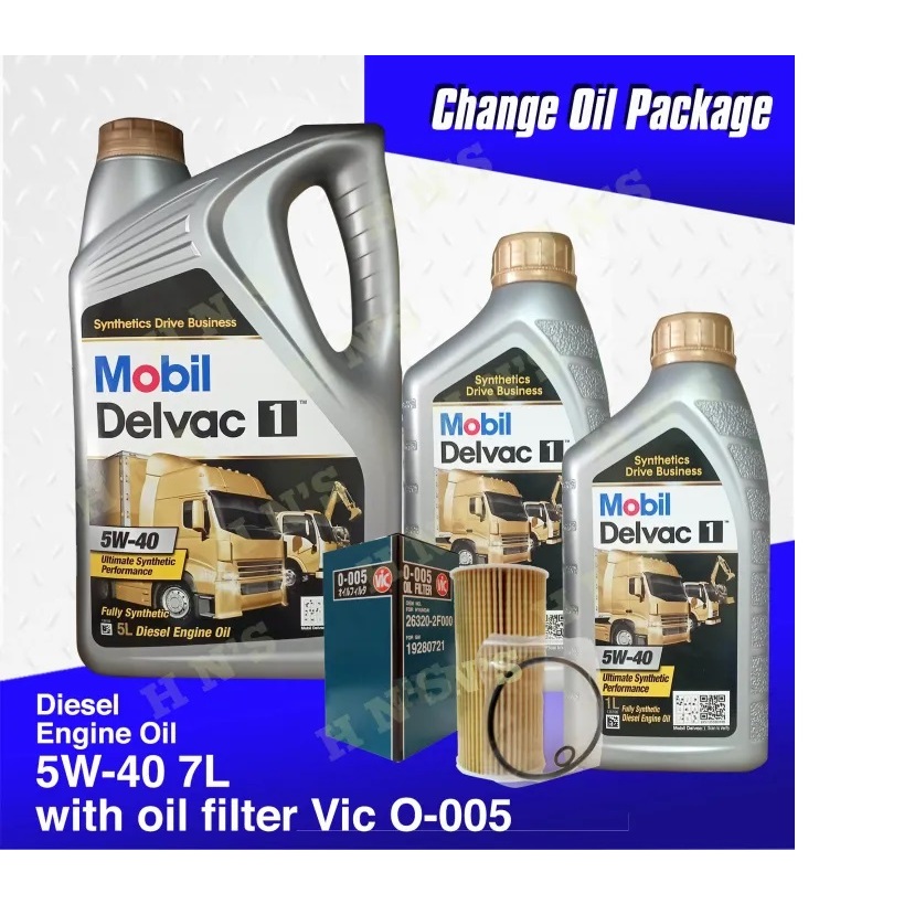 Mobil Delvac 1 5W-40 Fully Synthetic Diesel Engine Oil Change Bundle ...