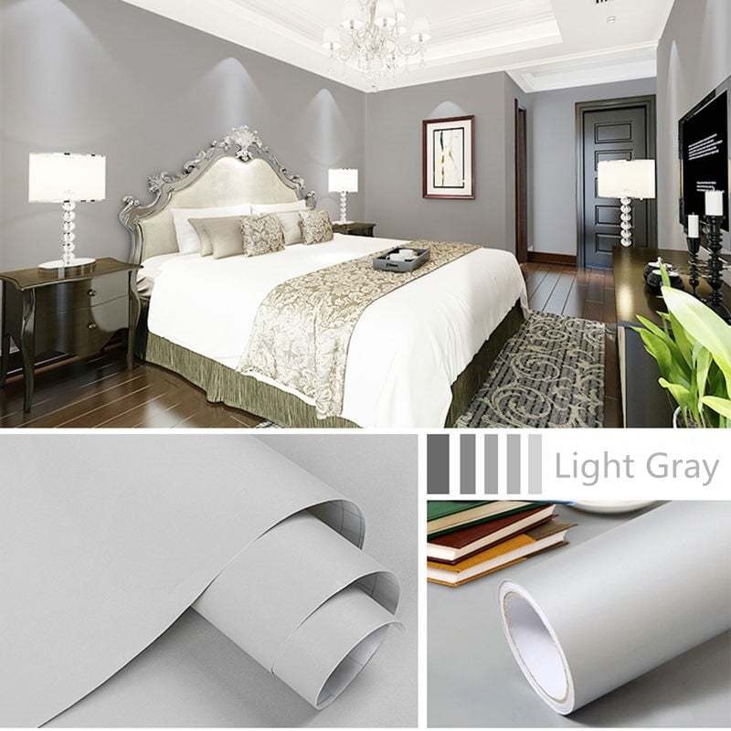 Aceking Wallpaper Gray Color Wall Sticker PVC Self Adhesive Waterproof ...