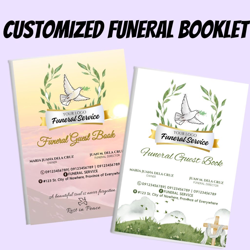 Customized Funeral Guest Book for Funeral Services A5 Size Booklet ...