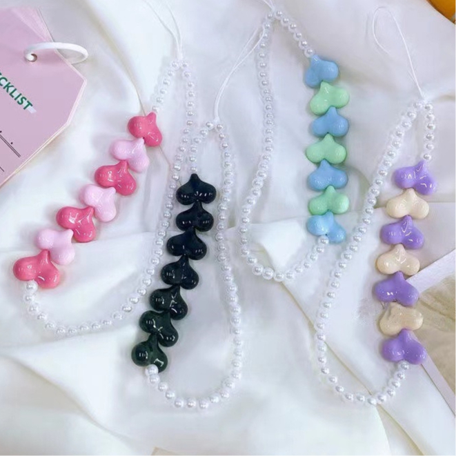 Mobile Charm Heart Phone Chains for Telephone Charm Strap Black Acrylic ...
