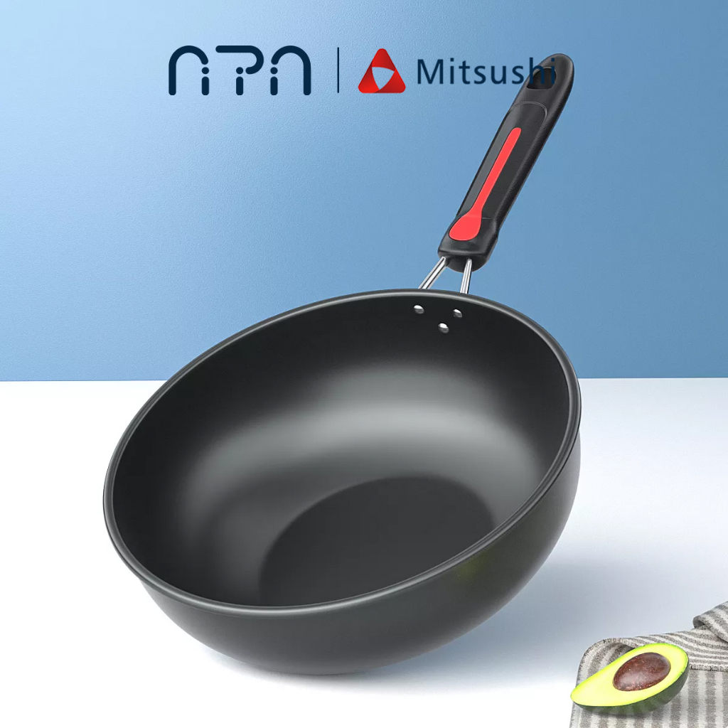 Nipiin Non Stick Pan Stainless Steel Frying Pan Wok Pan High-quality Kawali Red handle | Shopee ...