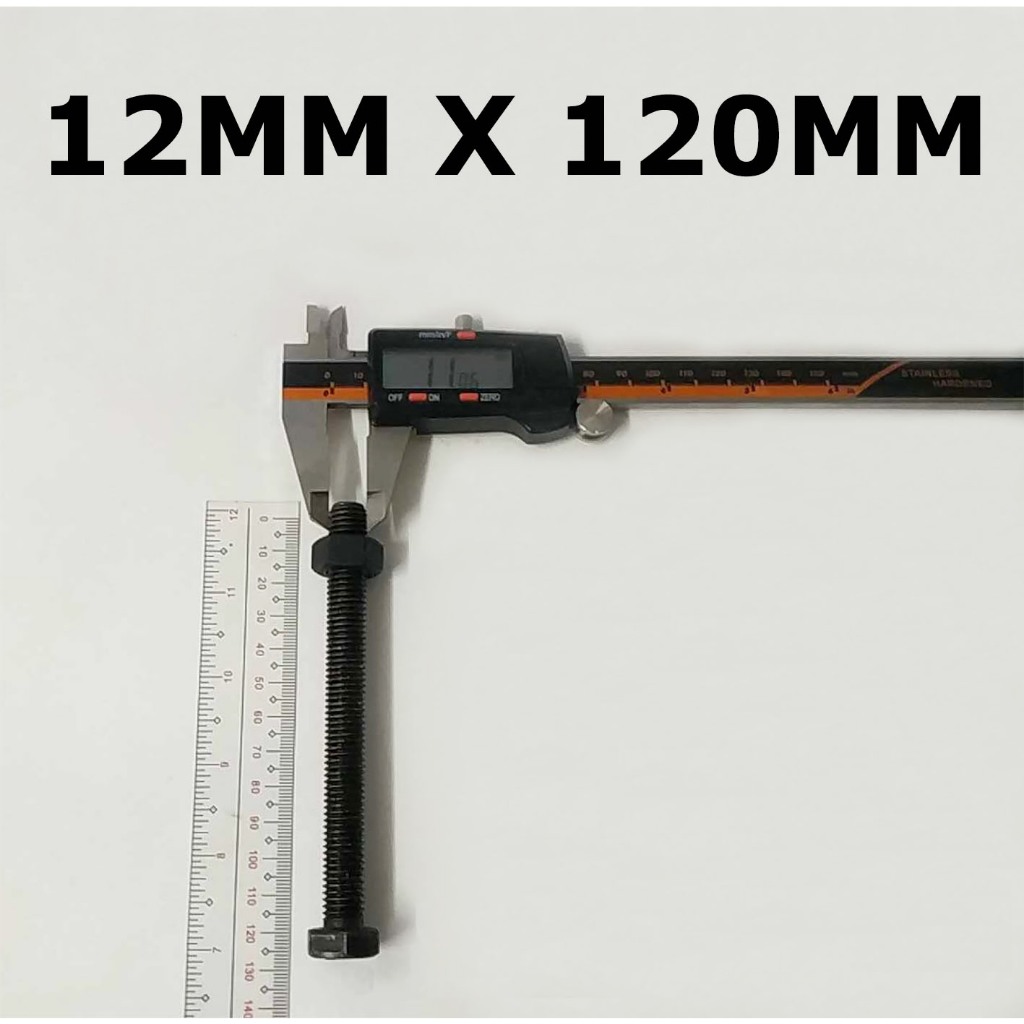 HT BOLT 12MM X 120MM WITH 1 PIECE NUT FULL THREAD HI TENSIL ...