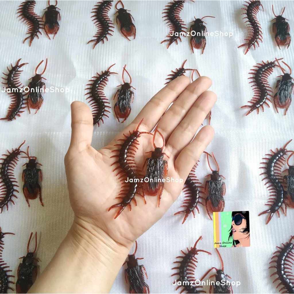 Set of Fake rubber Cockroach Ipis and Centipede Alupihan funny Prank ...