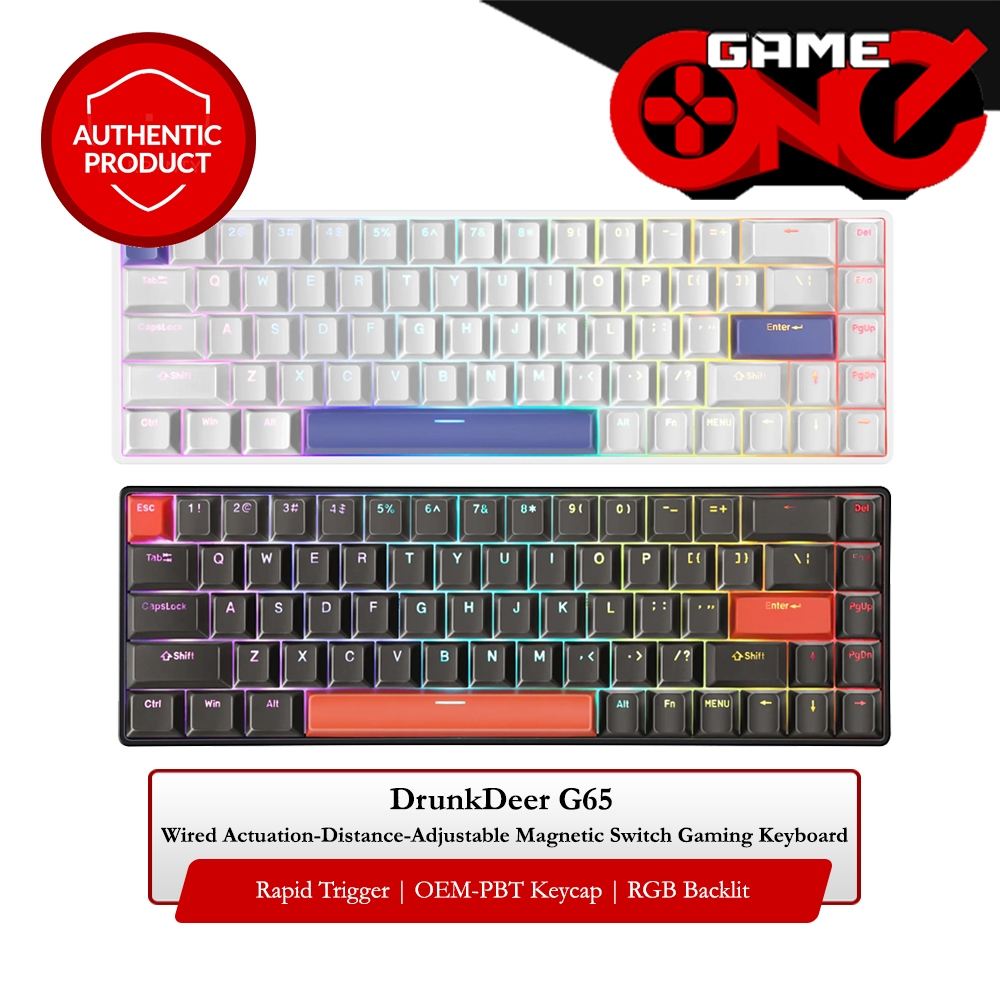 DrunkDeer G65 Wired Actuation-Distance-Adjustable Magnetic Switch OEM-PBT Keycap RGB Gaming ...