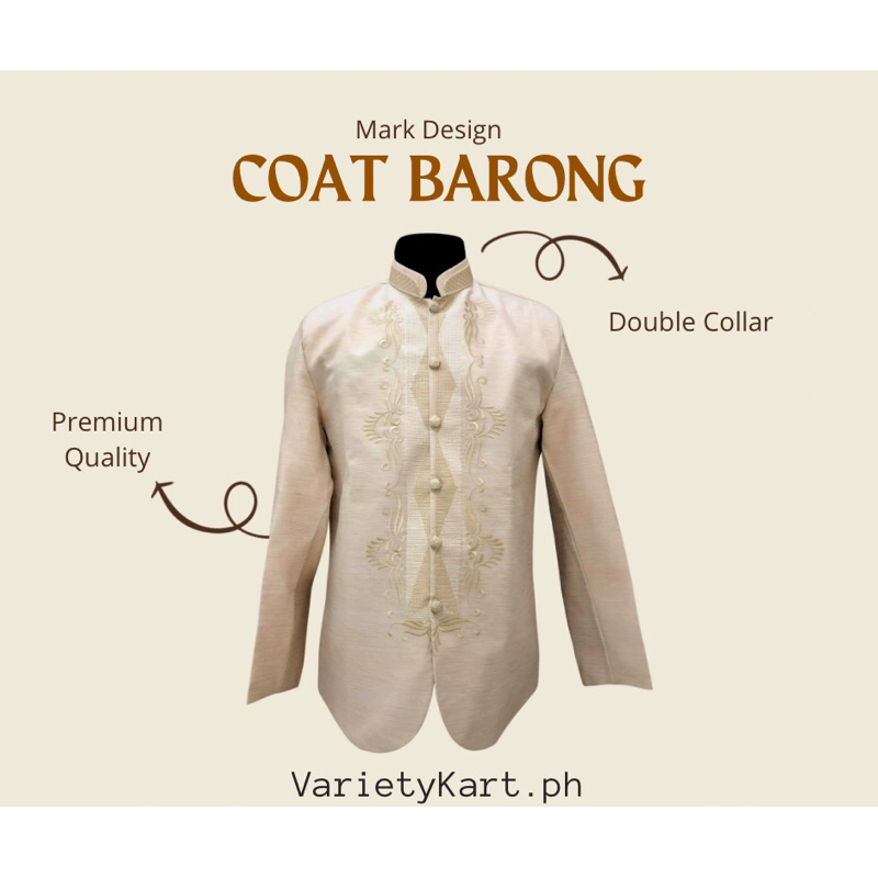 Traditional Embroidered Coat Barong Double Collar Mark design | Shopee ...