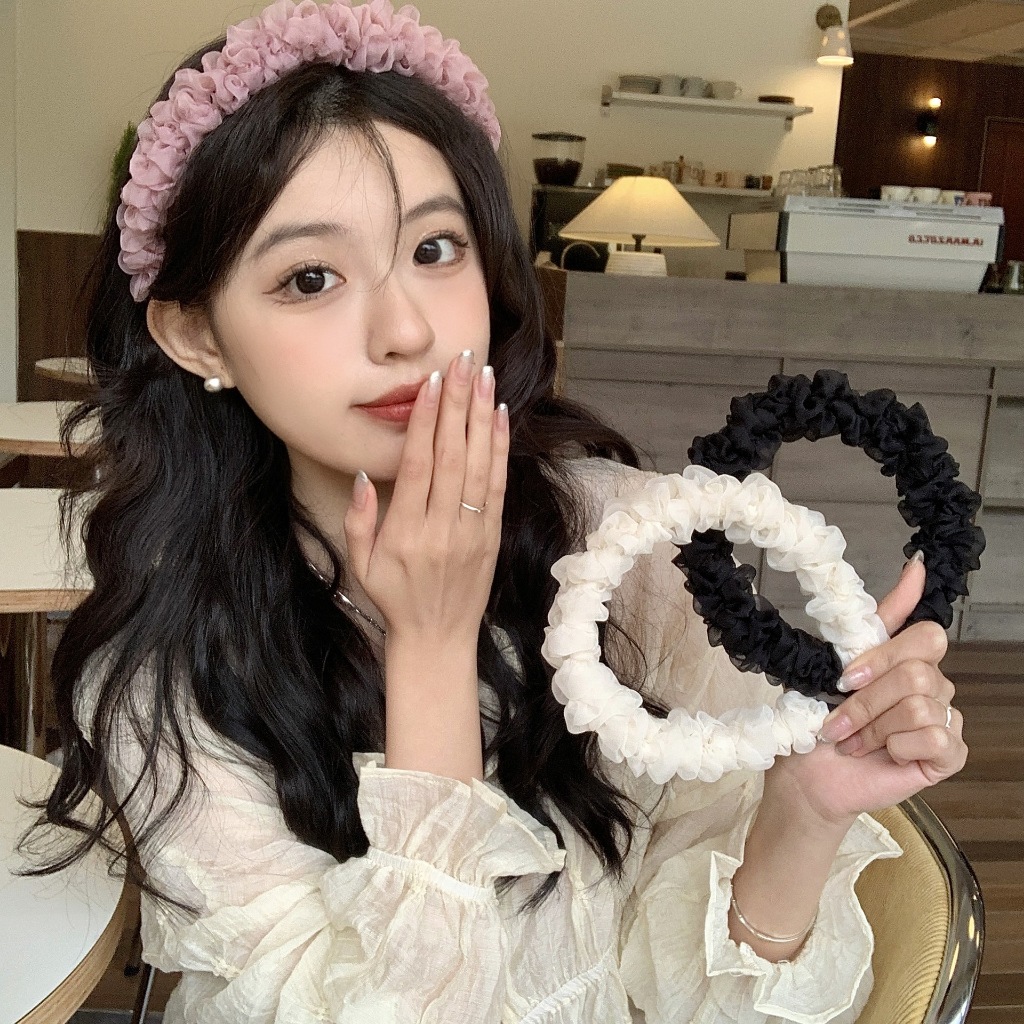 Korean Style Wide-brimmed Chiffon Pleated Headband Fashion Elegant Hair ...